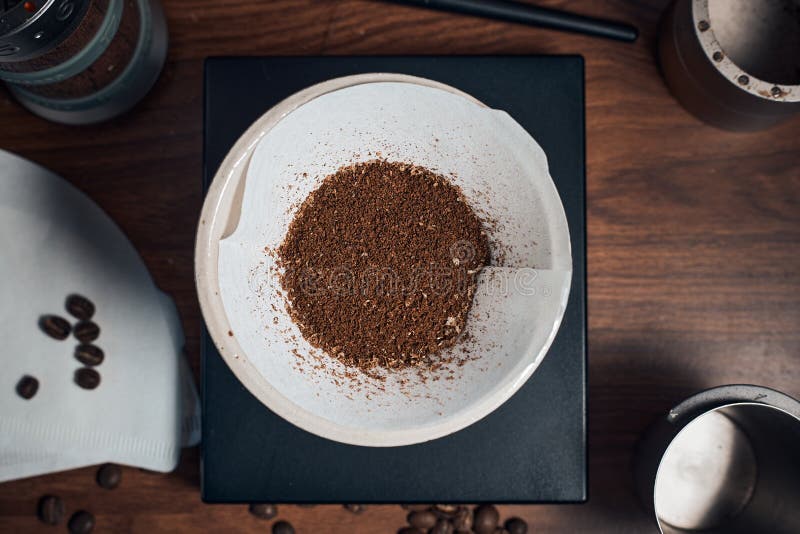 Coffee Powder in the Dripper for Make Coffee Stock Photo - Image of ...