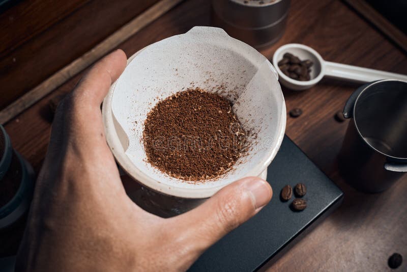 Coffee Powder in the Dripper for Make Coffee Stock Photo - Image of ...