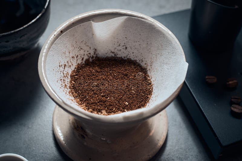 Coffee Powder in the Dripper for Make Coffee Stock Image - Image of ...