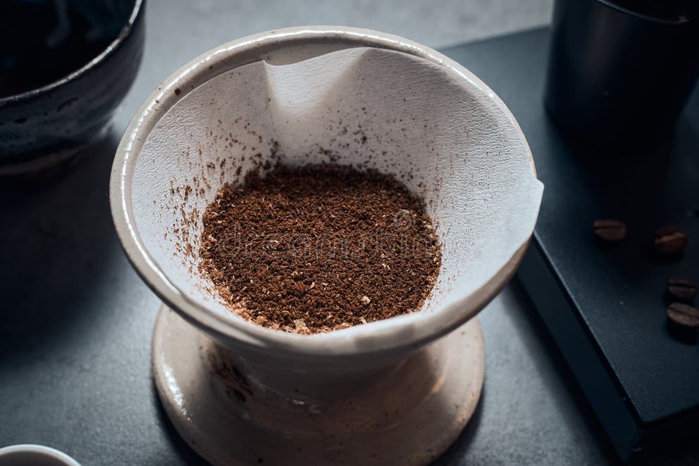 Coffee Powder in the Dripper for Make Coffee Stock Image - Image of ...