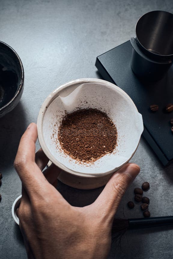 Coffee Powder in the Dripper for Make Coffee Stock Photo - Image of ...