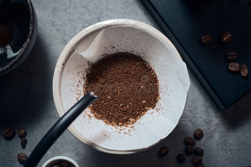 Coffee Powder in the Dripper for Make Coffee Stock Photo - Image of ...