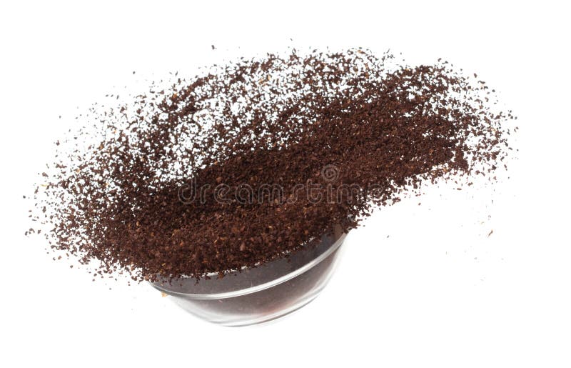 Coffee Powder Fall Down Pour in Glass Bowl, Coffee Crushed Float ...
