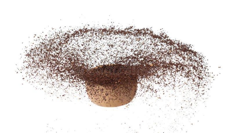 Coffee Powder Fall Down Pour in Wooden Bowl, Coffee Crushed Float ...