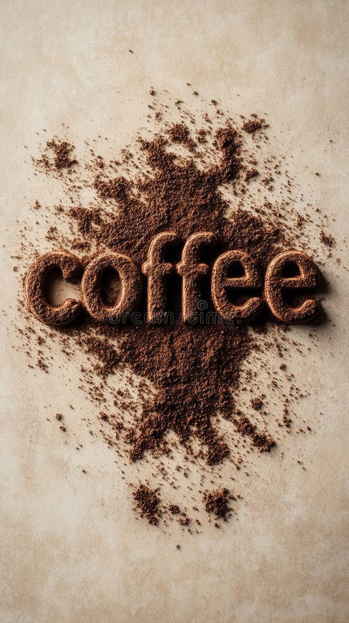 Coffee Powder Forming the Word Coffee on Beige Background Stock Image ...