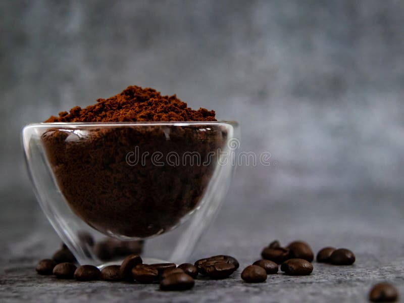 Coffee Powder in Bowl with Defoused Beans in Saucer Stock Image - Image ...