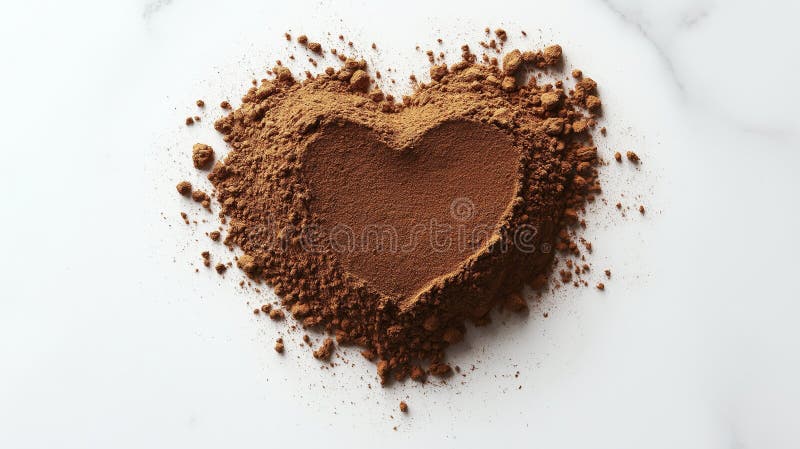 Coffee Powder Laid Out in the Shape of a Heart on a Clean White Surface ...