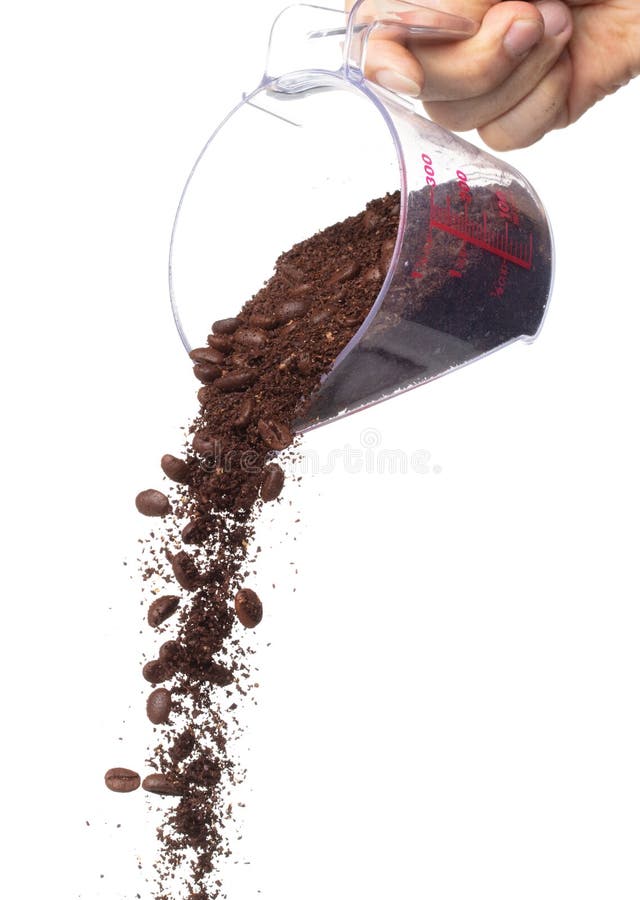 Coffee Powder Mix Bean Fall Down Pour in Measured Cup, Coffee Crushed ...