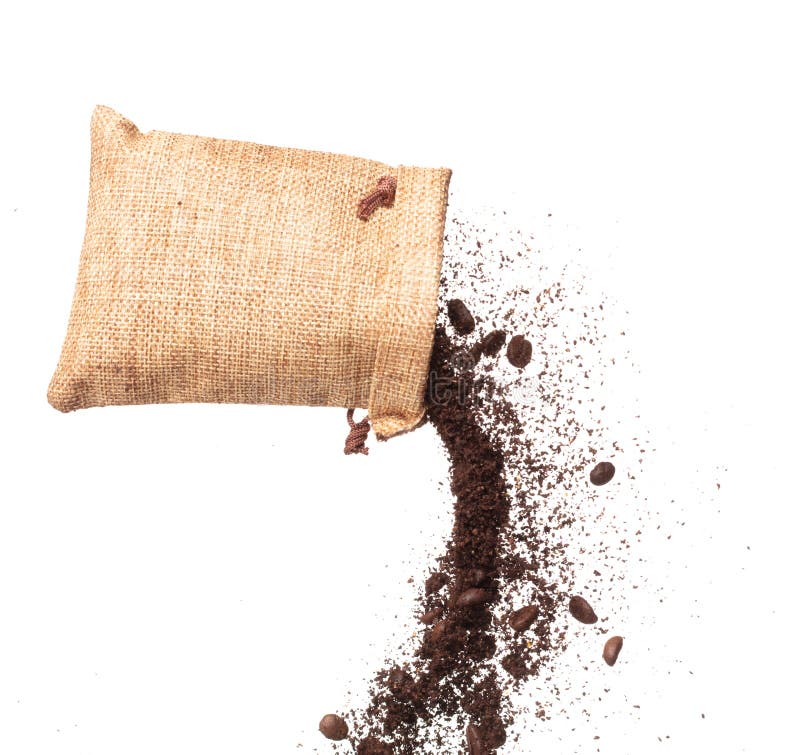 Coffee Powder Fall Down Pour in Wooden Bowl, Coffee Crushed Float ...
