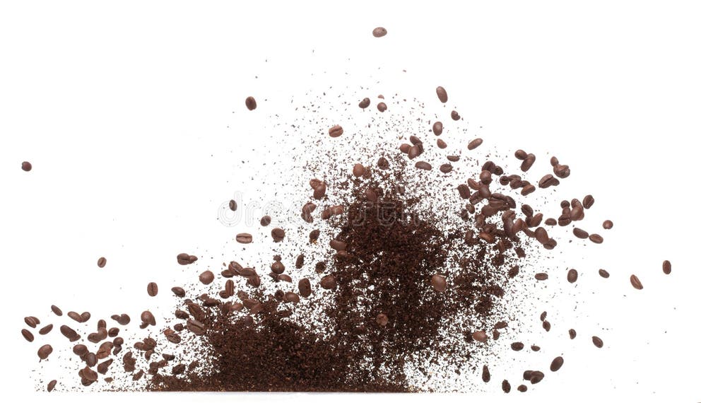 Coffee Powder Mix Bean Fly Explosion, Coffee Crushed Mix Seed Float Explode, Abstract Cloud Fly ...