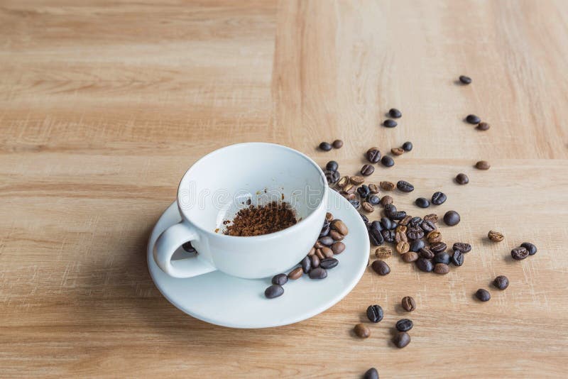 Coffee Powder and Roasted Coffee Beans Stock Photo - Image of isolated ...