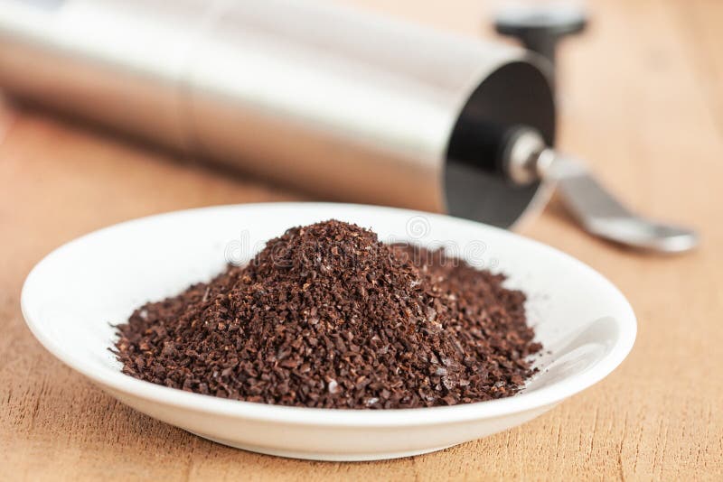 Coffee Powder in White Dish on Wood Stock Image - Image of healthy ...