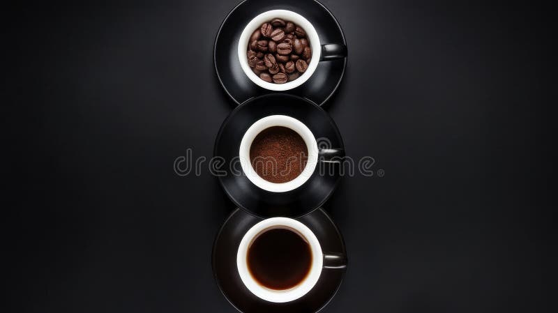 Coffee Preparation Display with Cups, Beans, and Ingredients Stock ...