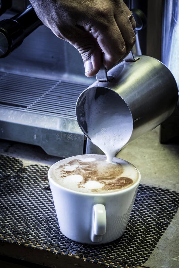 Coffee preparation process stock image. Image of middle - 87031539