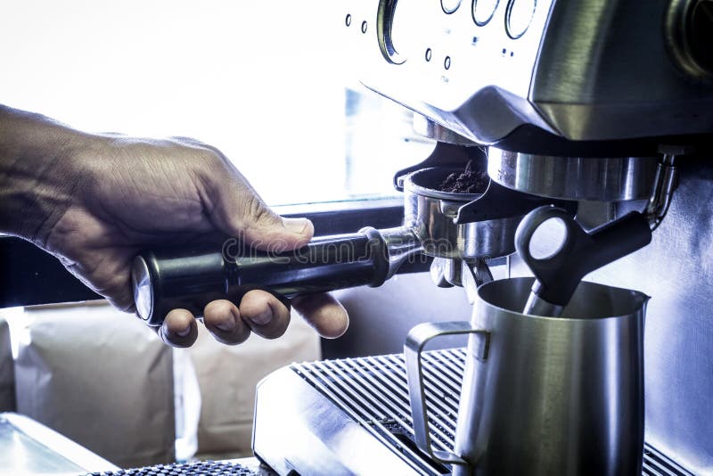 Coffee preparation process stock image. Image of middle - 87032985