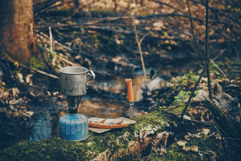 Coffee is Prepared on a Gas Burner Stream Stock Photo - Image of hiking ...