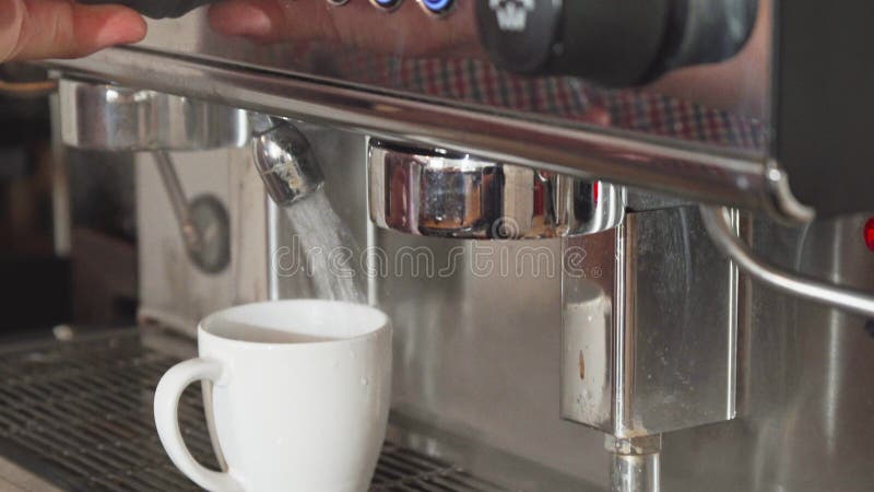 The Coffee Machine Adds Boiling Water into the Cup Stock Image - Image ...