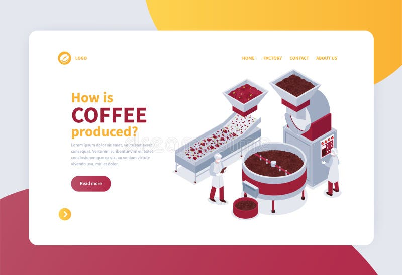 Coffee Production Isometric Banner Stock Vector - Illustration of ...