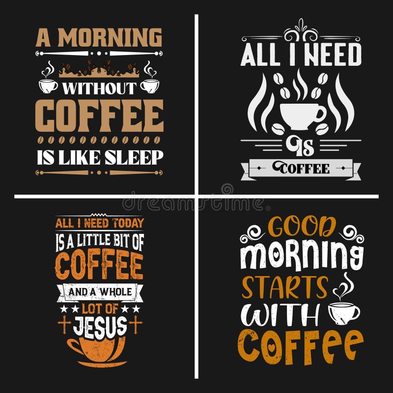 Coffee Quotes Design Emblem Badge Vector Bundle. Stock Vector ...