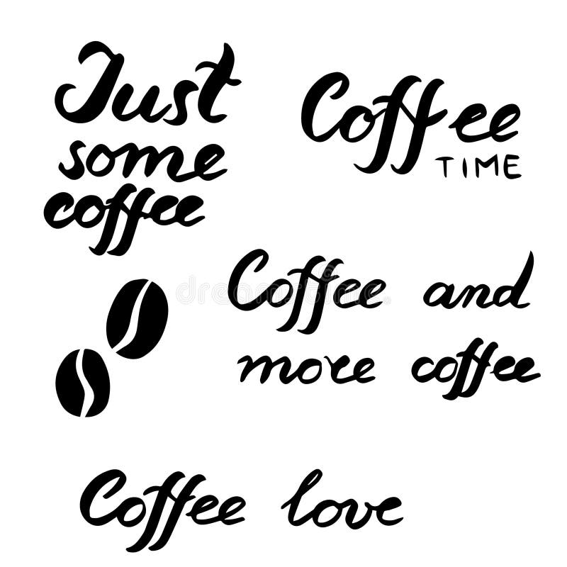 Coffee Quotes Lettering Logo Set Coffee Time Stock Illustration ...