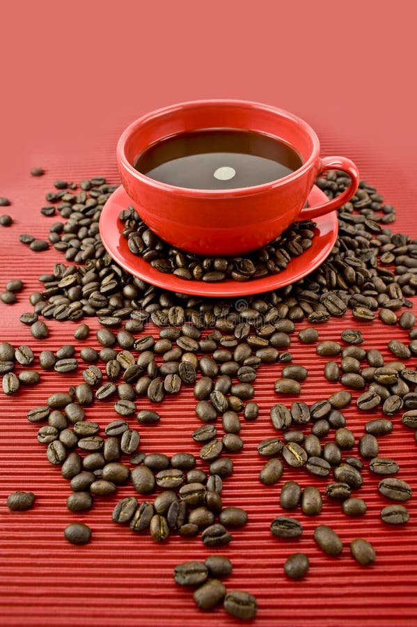 Coffee in the red cup stock image. Image of bean, espresso - 16171939