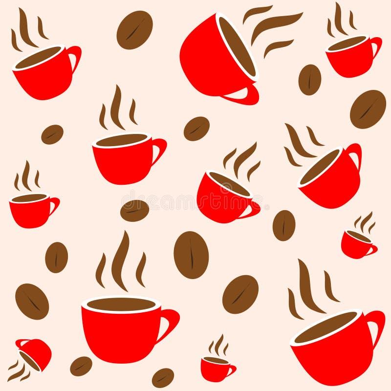 Coffee Red Cup and Bean Seamless Wallpaper Stock Illustration ...