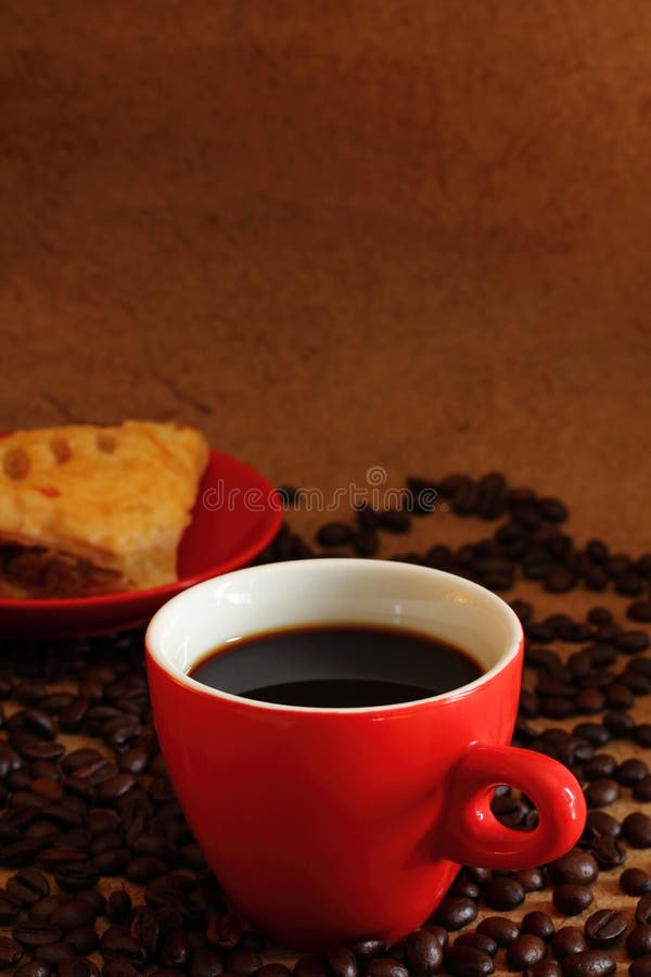 Coffee Red Cup and Mushroom Puff Pastry. Stock Photo - Image of pastry ...