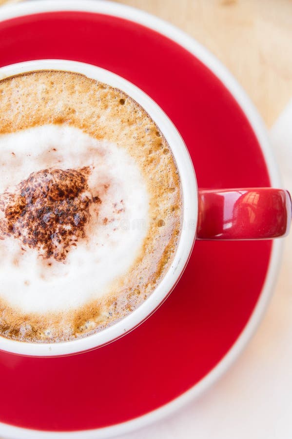 Coffee Red Cup on Wood Table in Cafe Stock Image - Image of beverage ...