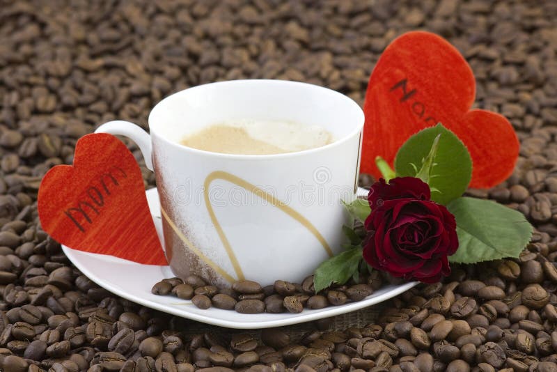 Rose and coffee stock image. Image of morning, rose, espresso - 7885361