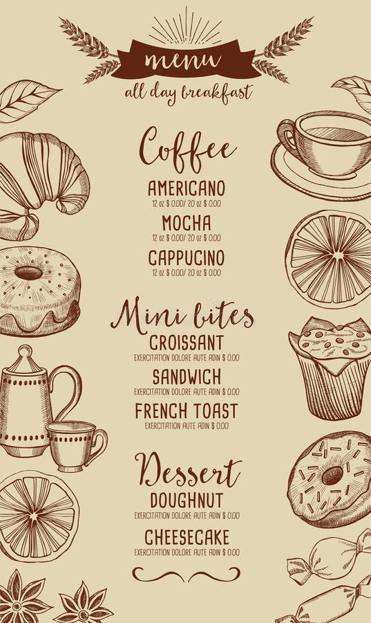 Coffee Restaurant Cafe Menu, Tea Board Template Design. Stock Vector ...