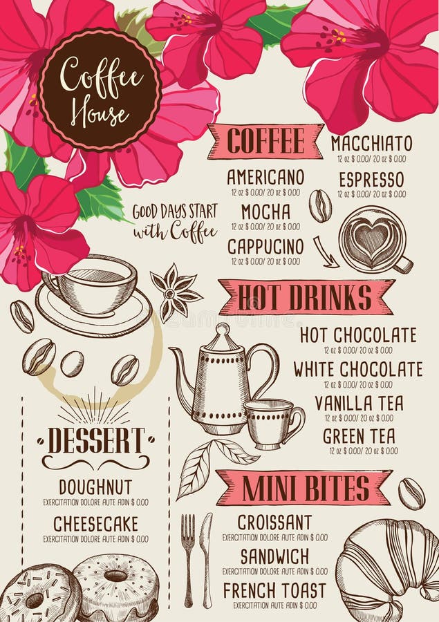 Coffee Restaurant Cafe Menu, Tea Board Template Design. Stock ...