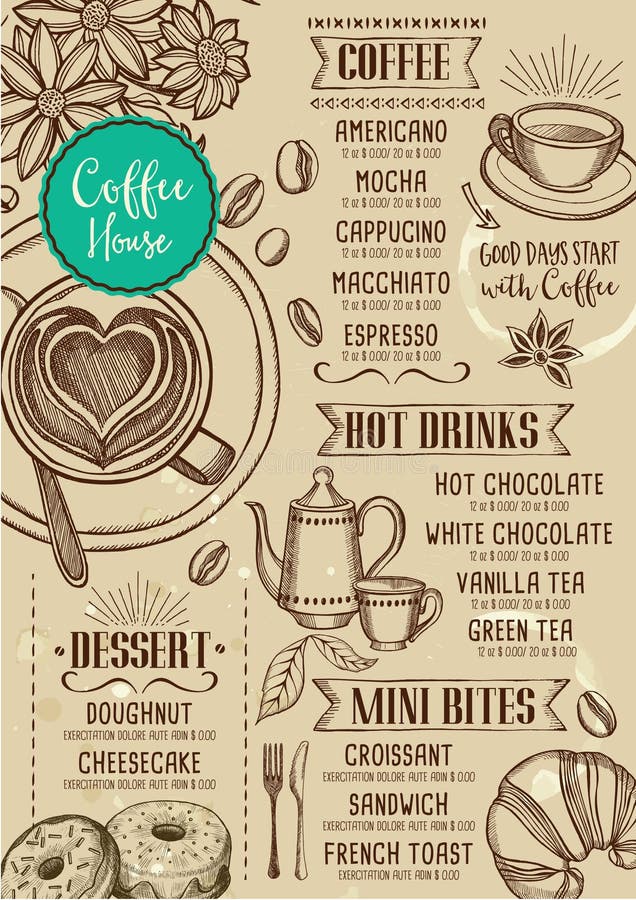 Coffee Restaurant Cafe Menu, Template Design. Stock Vector ...
