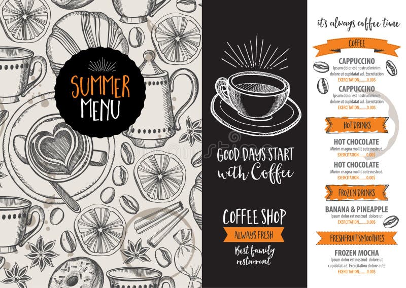 Coffee Restaurant Cafe Menu, Template Design. Stock Illustration ...