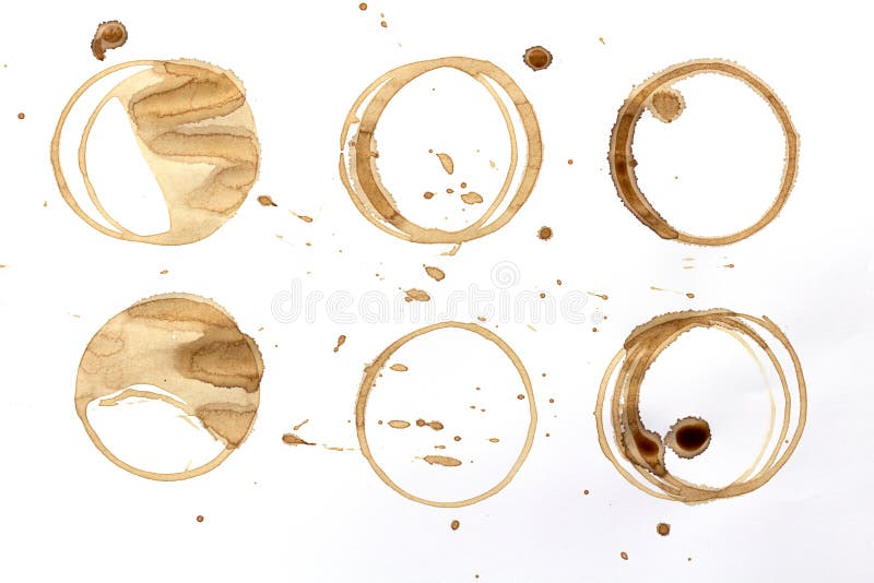 Coffee Ring, Brown Stains, Coffee Cup Marks on White Background Stock ...