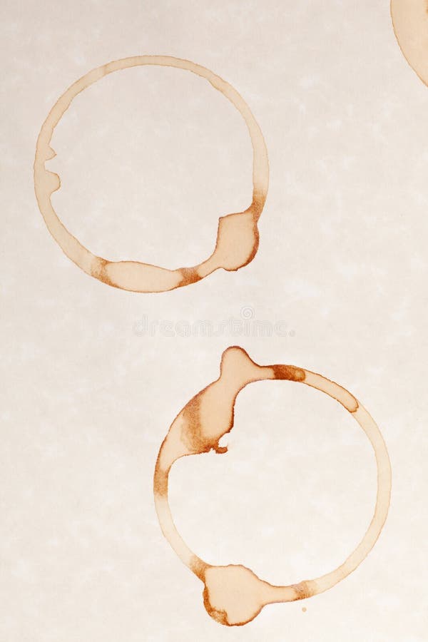 Coffee Rings on Pure White Paper. Stock Image - Image of marks, print ...