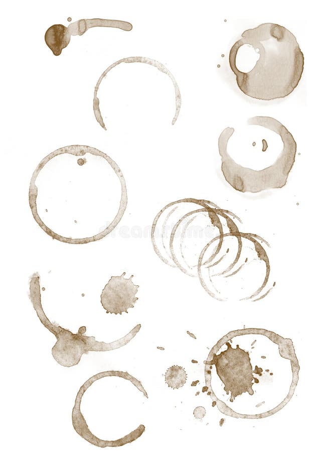 Coffee Rings Stains on White Paper Stock Image - Image of stamp, drop ...