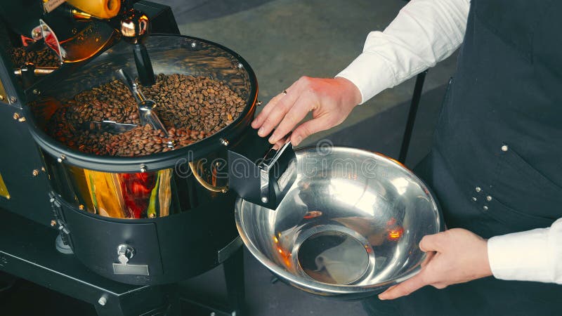 Coffee Roasting Process in Action. a Close-up View of Freshly Roasted ...