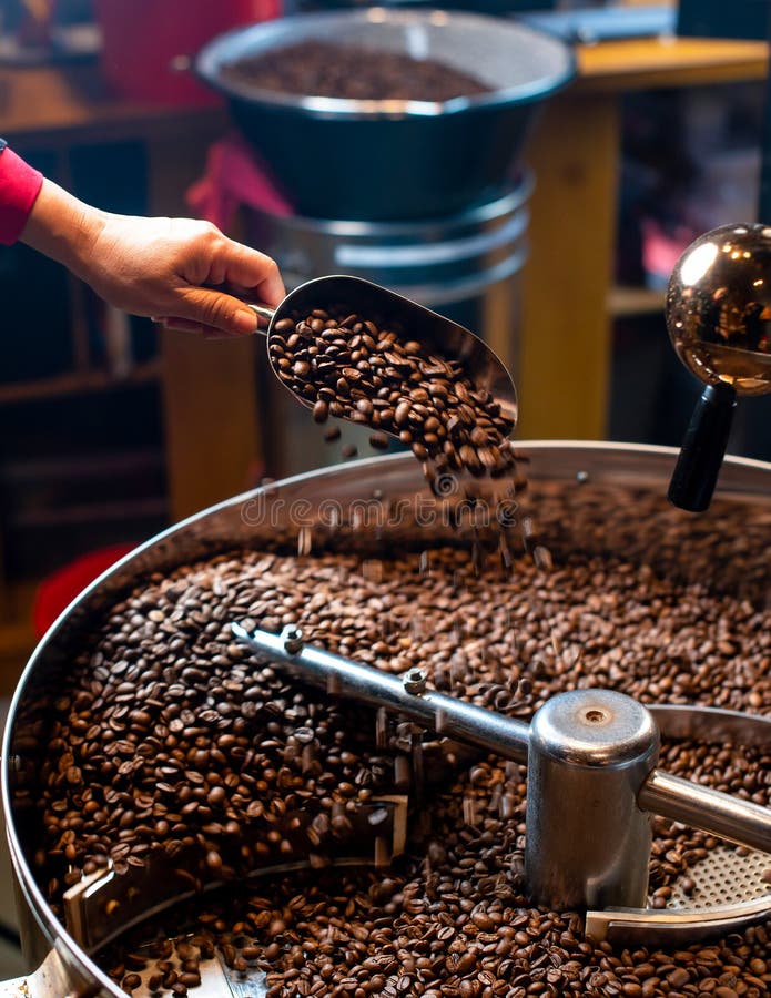 Coffee Roasting Process. Coffee Beans Stock Photo - Image of roasting ...
