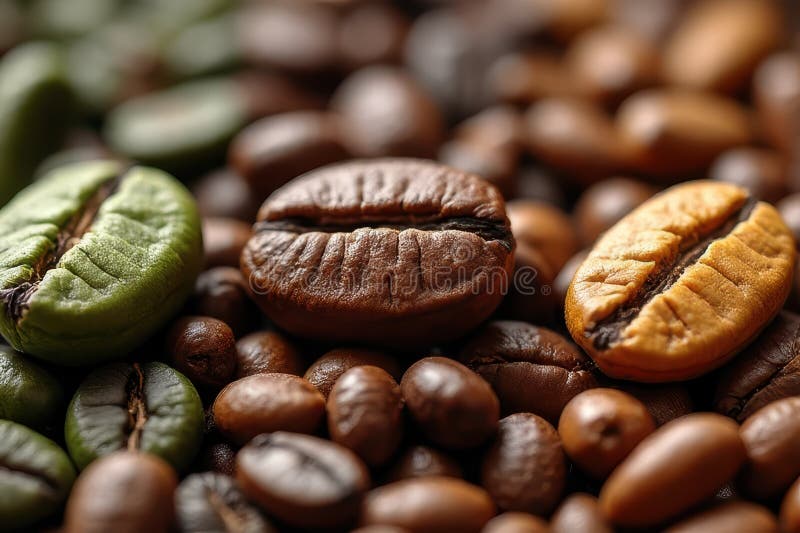 Coffee Roasting Process Detailed Views of Bean Evolution Stock ...