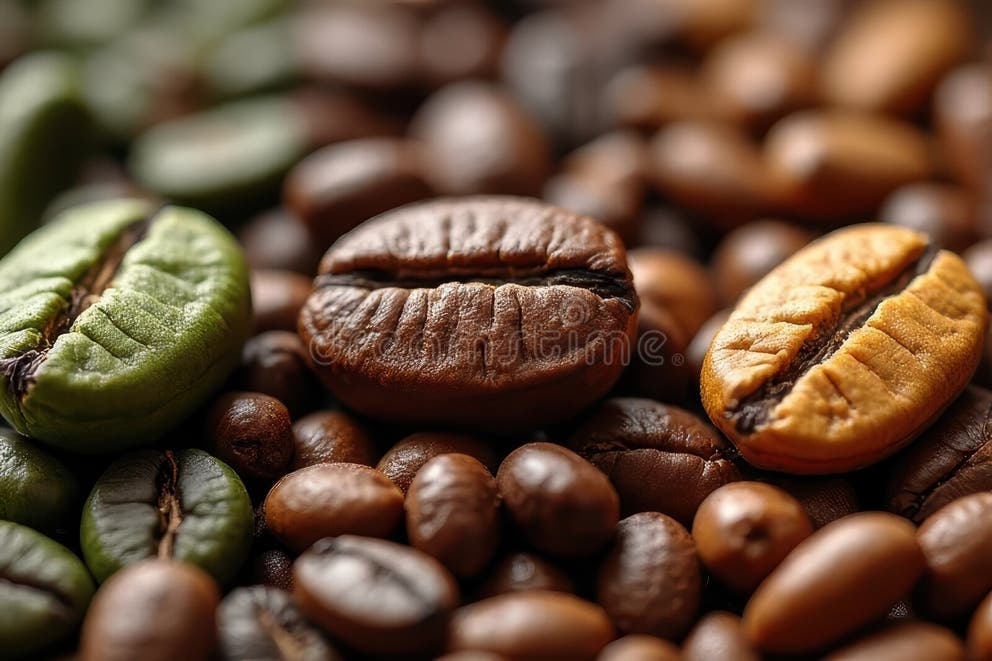 Coffee Roasting Process Detailed Views of Bean Evolution Stock ...