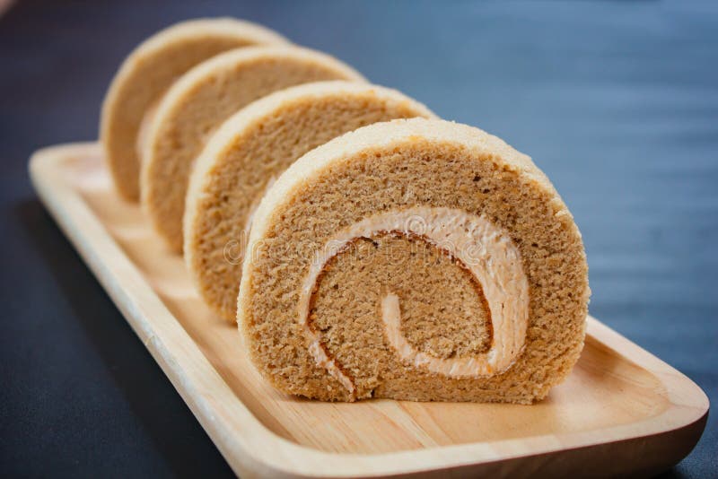 Coffee roll cake. stock image. Image of breakfast, desert - 119930567