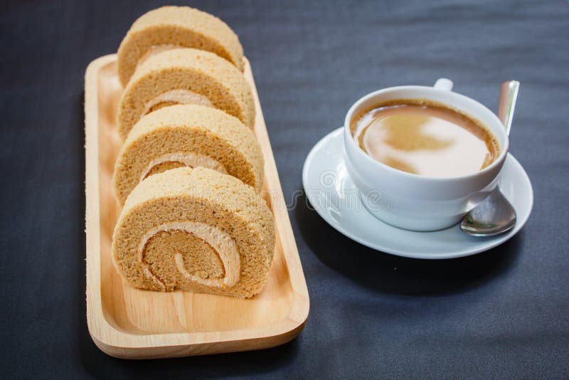 Coffee roll cake. stock image. Image of roll, brown - 119930575