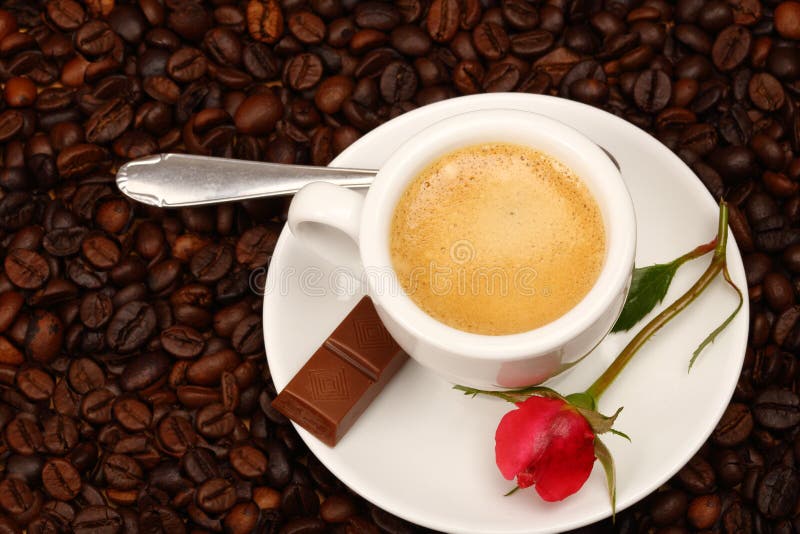 Coffee with rose stock photo. Image of love, fresh, breakfast - 62086994