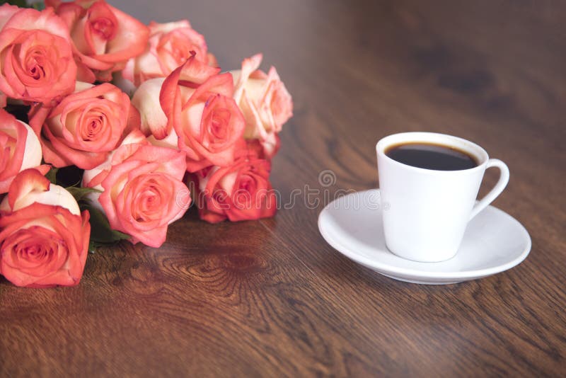 Coffee and roses stock photo. Image of latte, heart, rose - 519364