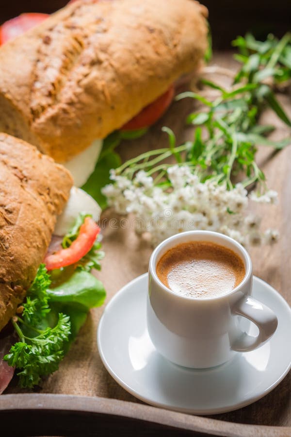 Coffee and Sandwich for Breakfast Stock Image - Image of continental ...