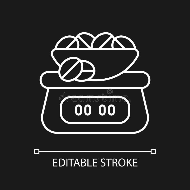 Coffee Scale White Linear Icon for Dark Theme Stock Vector ...