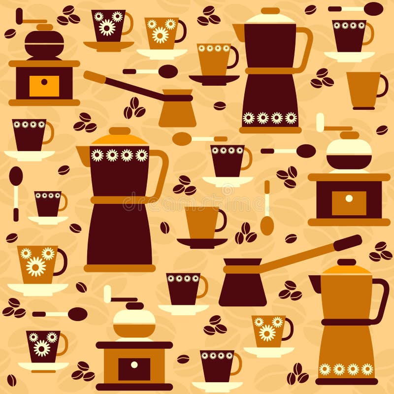 Coffee. Seamless Background. Stock Vector - Illustration of sign ...