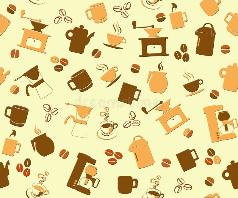 Seamless Vintage Coffee Pattern Stock Vector - Illustration of retro ...