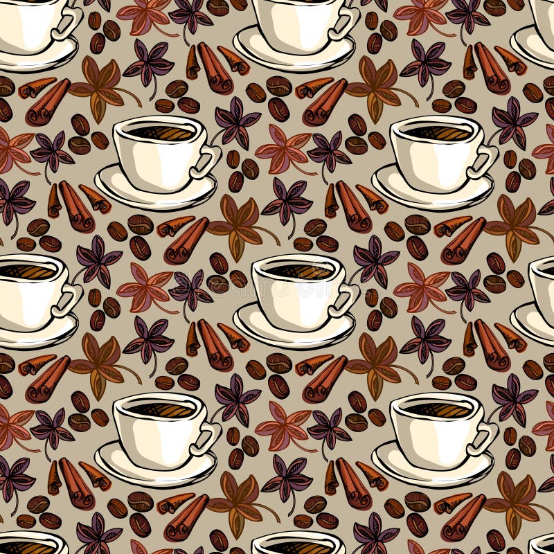 Coffee seamless pattern stock vector. Illustration of beverage - 71466590