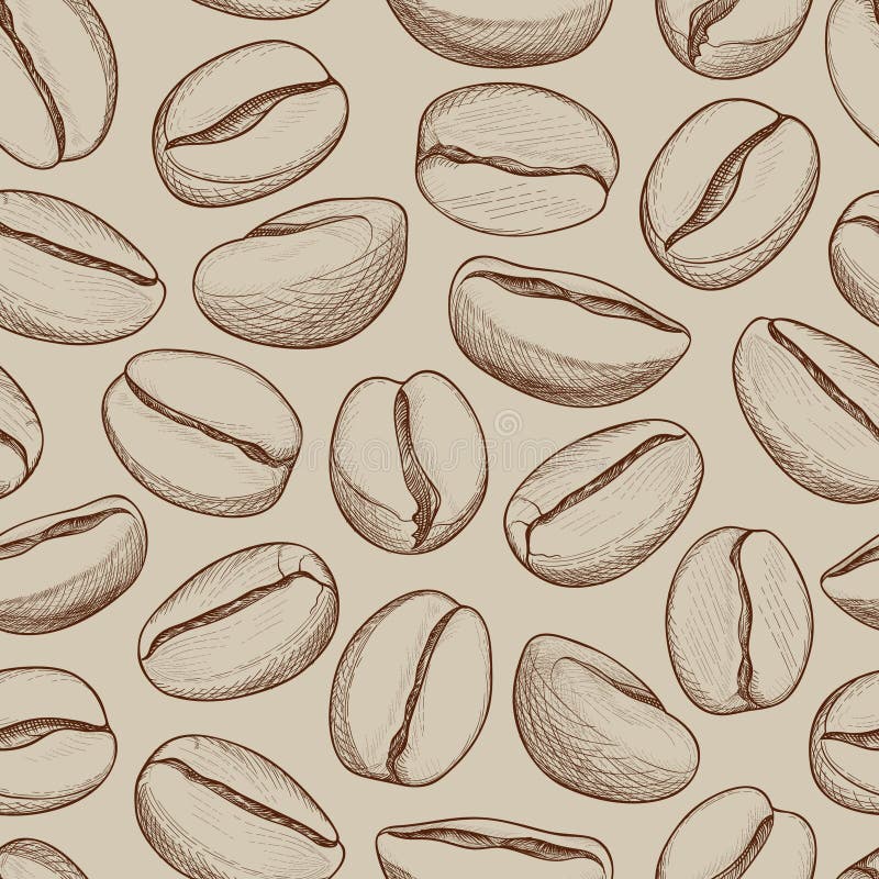 Coffee Seamless Pattern. Coffee Beans Hand-drawn Sketch. Hot Drink ... Coffee Seamless Pattern. Coffee Beans Hand-drawn Sketch. Hot Drink ...